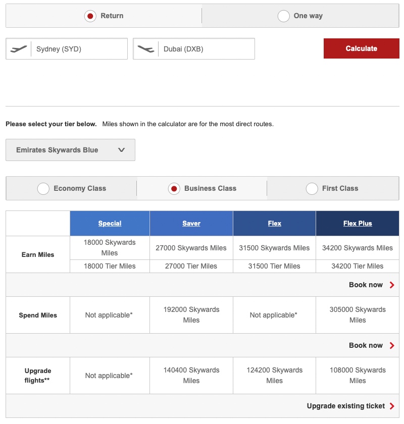 Emirates Skywards' Confusing Classic Reward Rules