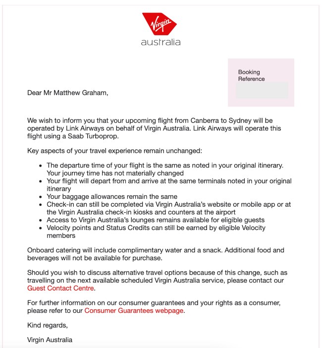 Review: Canberra-Sydney with Link Airways (Virgin Australia)