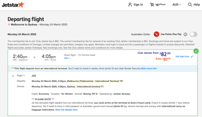 Use the Qantas First Lounge with a Jetstar Domestic Flight