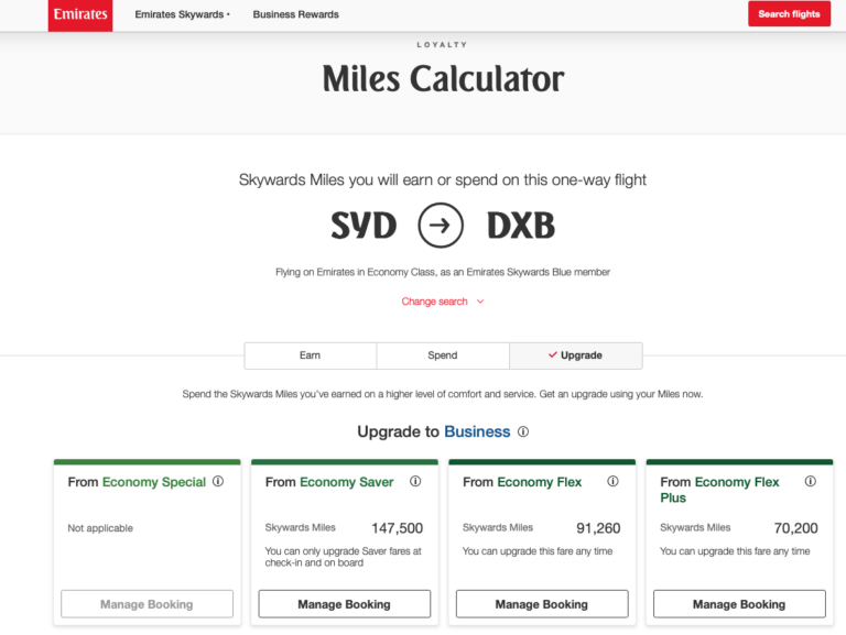 How to Upgrade Emirates Flights with Skywards Miles