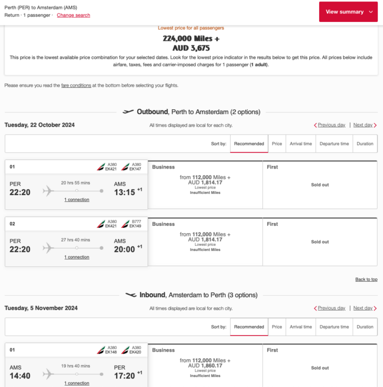 How to Upgrade Emirates Flights with Skywards Miles